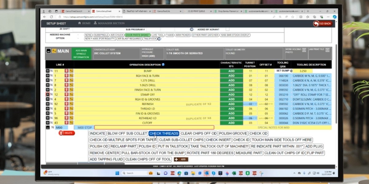 CNC Manufacturing Setup Sheet Application – Zuggo Custom Apps